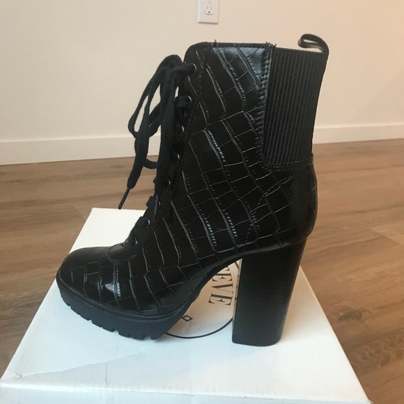 Steve Madden | Shoes | Steve Madden Boots Latch Black Croc Women 75 ...